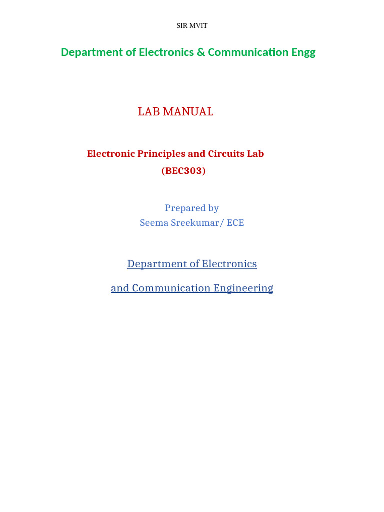 EPC Lab Manual - Final Copy - 14.12.23 | PDF | Rectifier | Field Effect ...