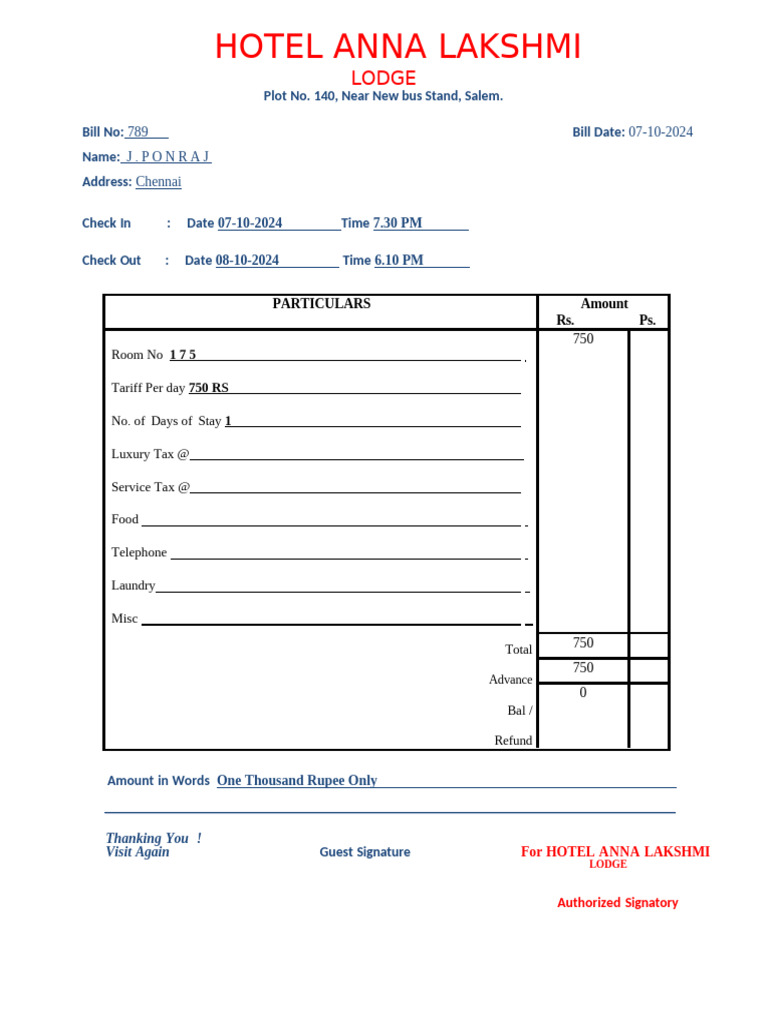 Salem Lodge Bill | PDF
