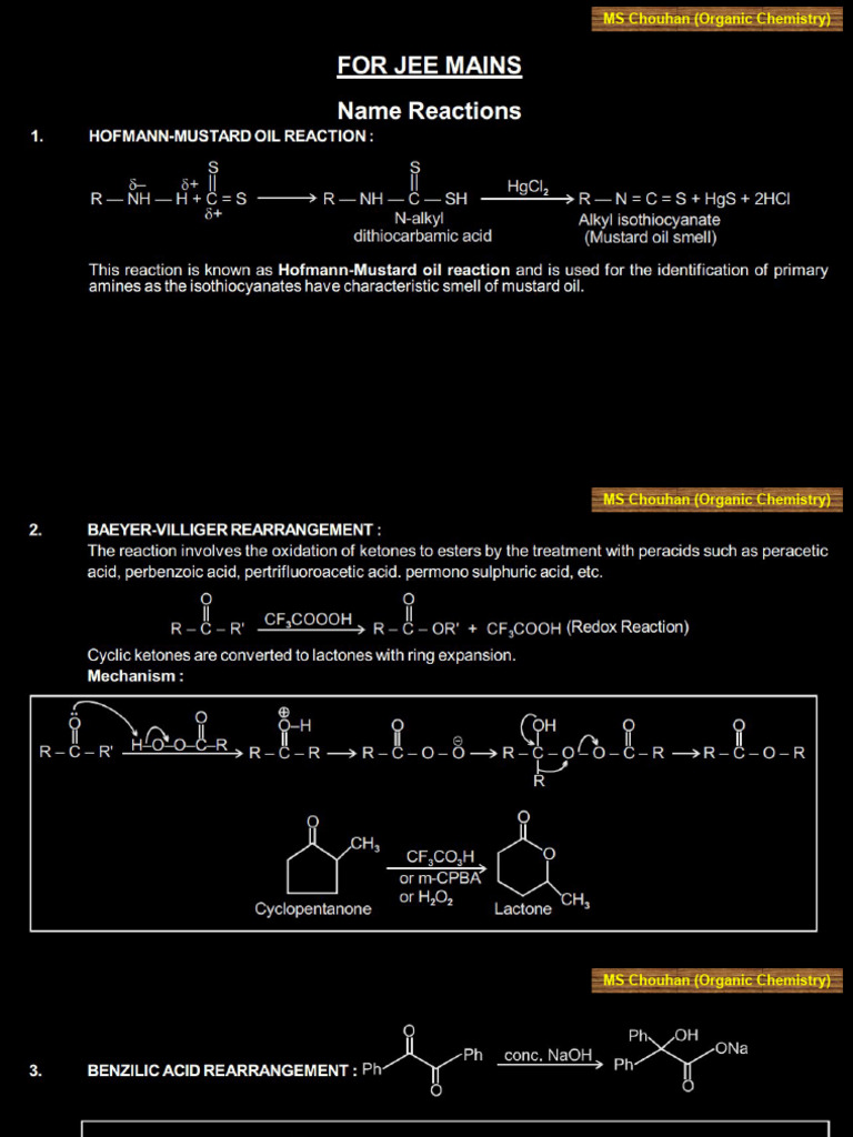 Name Reactions (JEE Mains) | PDF