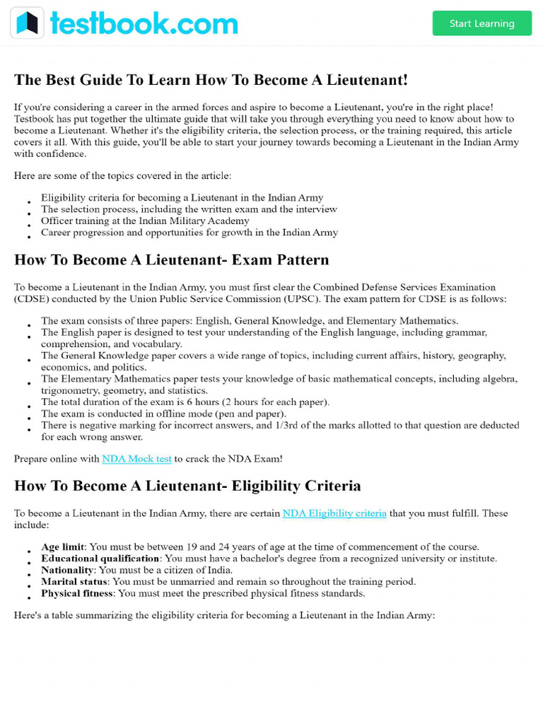 The Best Guide To Learn How To Become A Lieutenant! | PDF