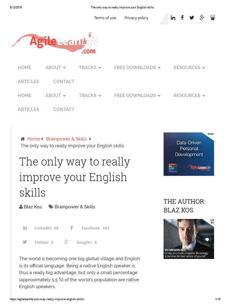 Improve Your English Skills Effectively | PDF | English Language ...