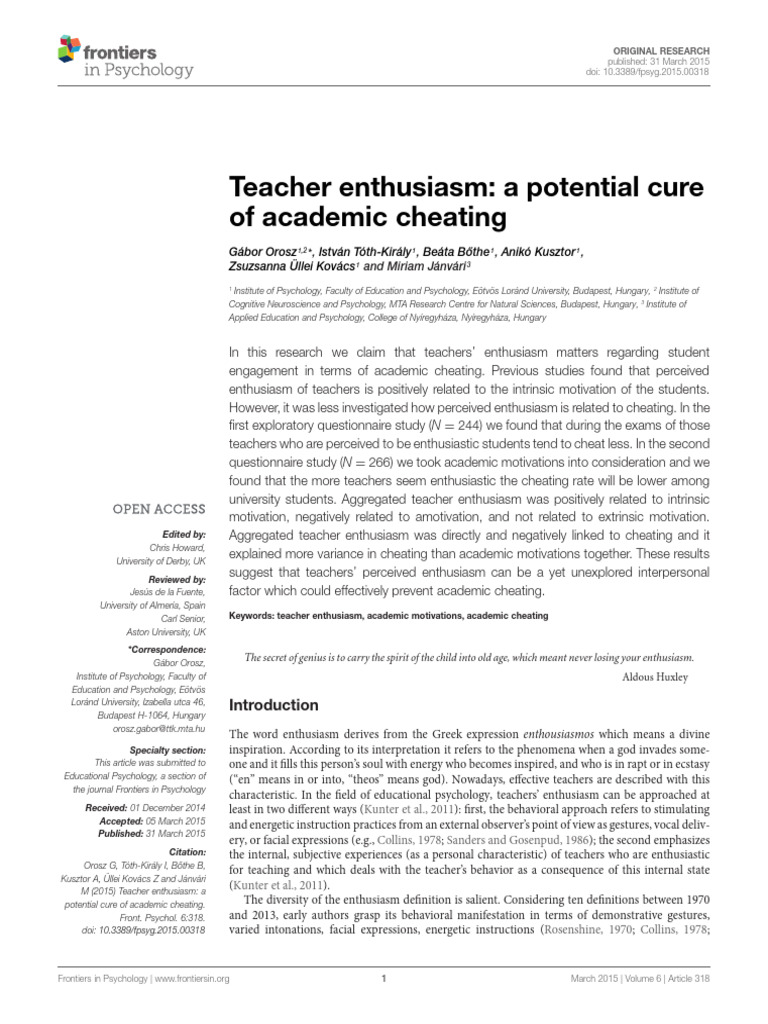 TEACHER ENTHUSIASM | PDF | Teachers | Motivational
