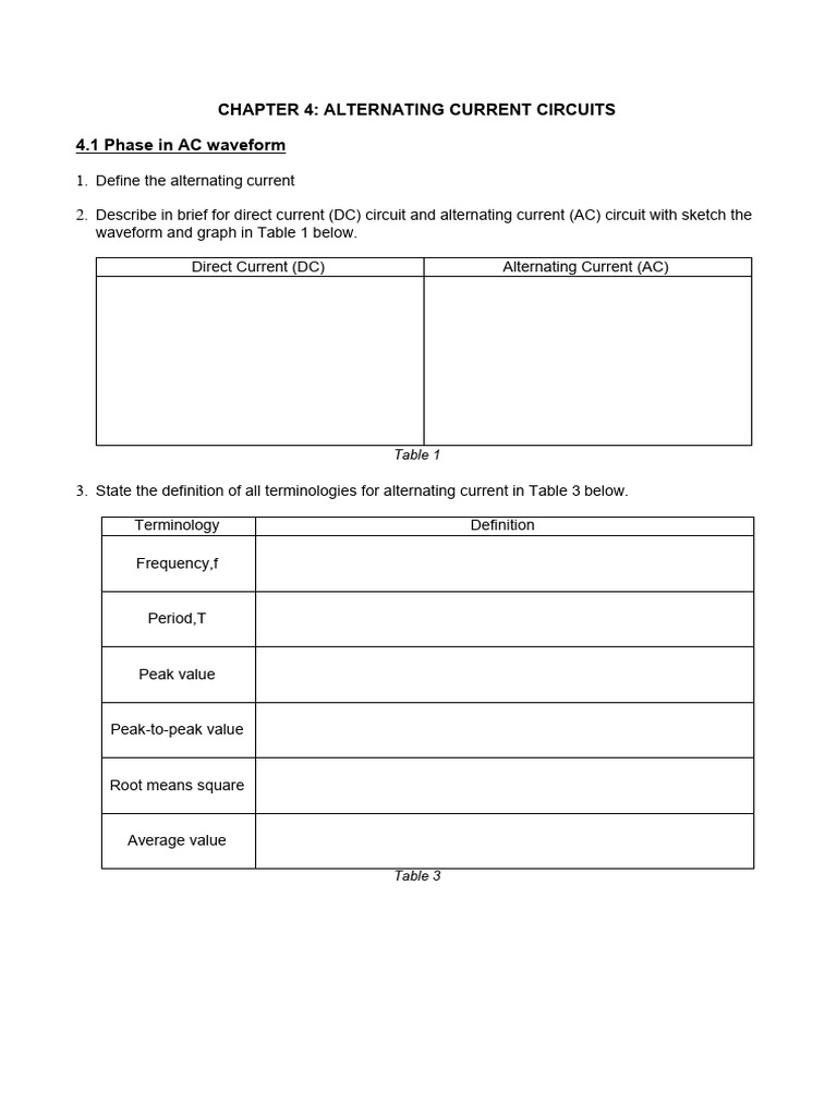 Topic 4 Tutorial Alternating Current Circuits | PDF | Alternating Current | Root Mean Square