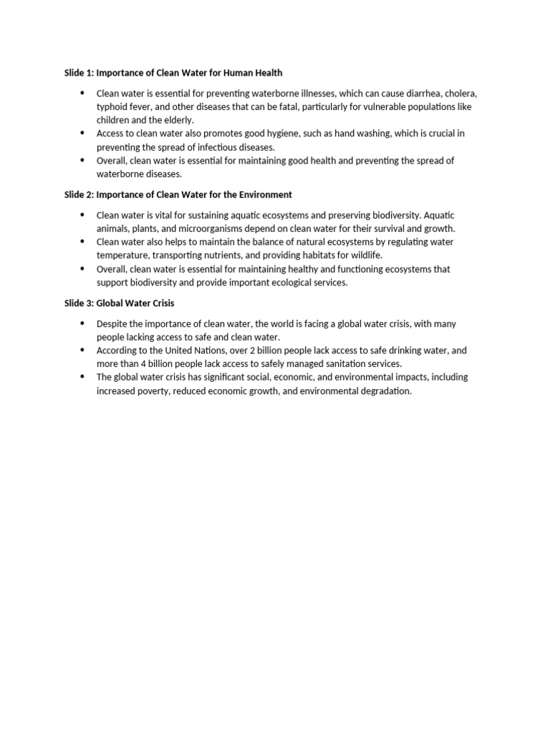 Importance of Clean Water | PDF