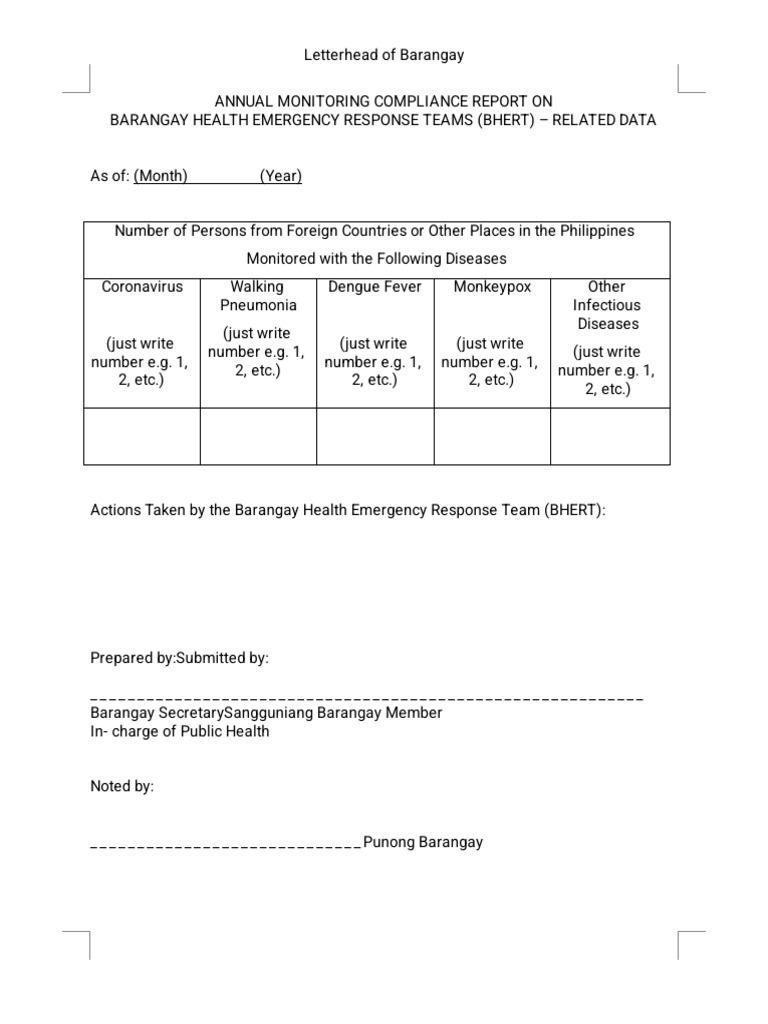 Barangay Health Emergency Report | PDF
