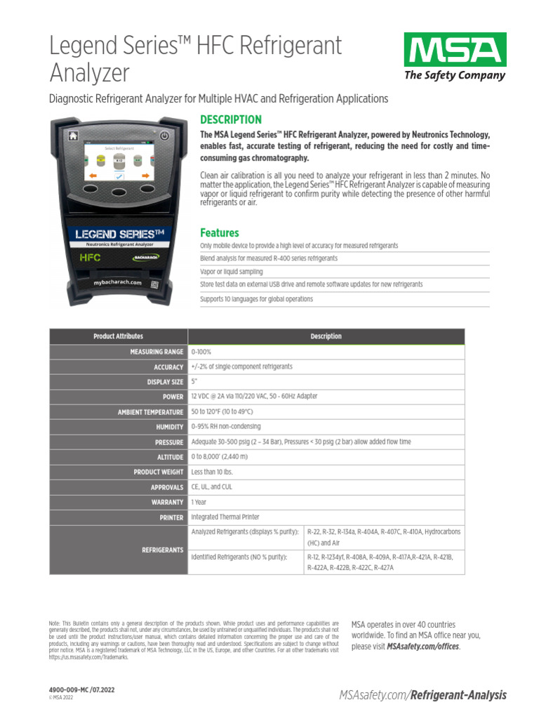 Legend HFC - Datasheet - 4900 009 MC | PDF | Gas Chromatography ...