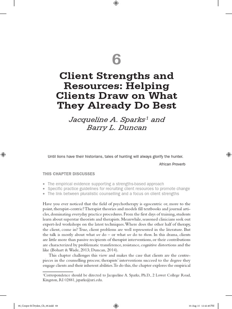Client Strengths Resources | PDF | Psychotherapy | Mental Health