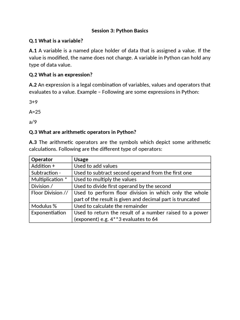Session 3 - Python Basics | PDF
