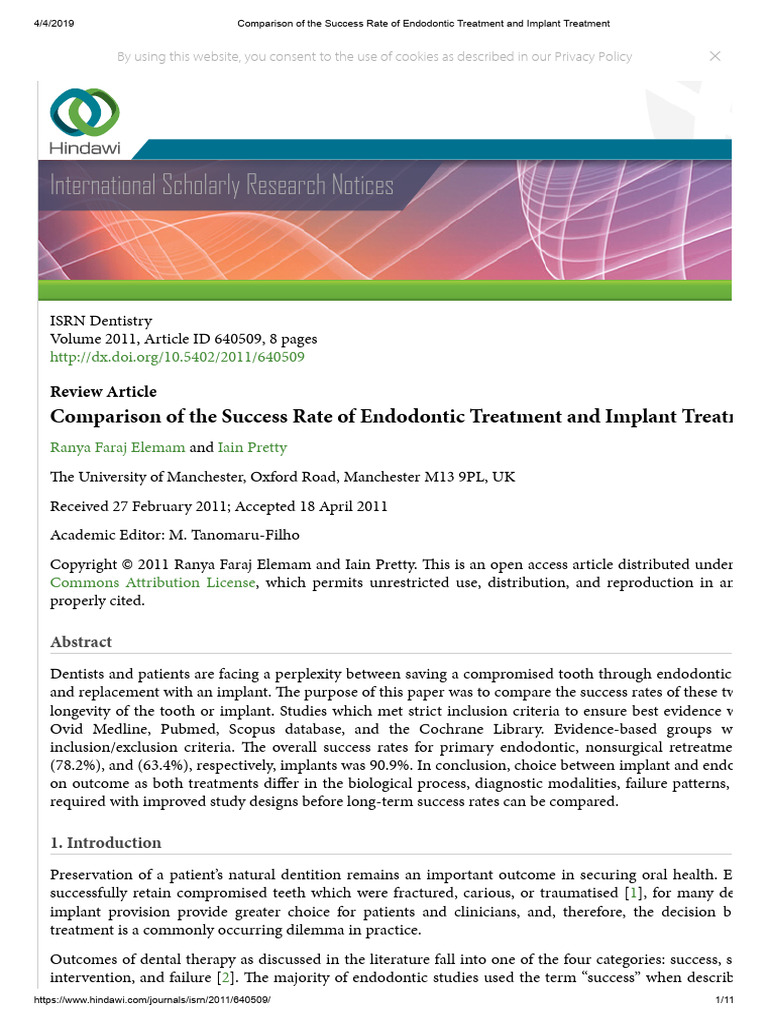 Comparison of The Success Rate of Endodontic Treatment and Implant ...