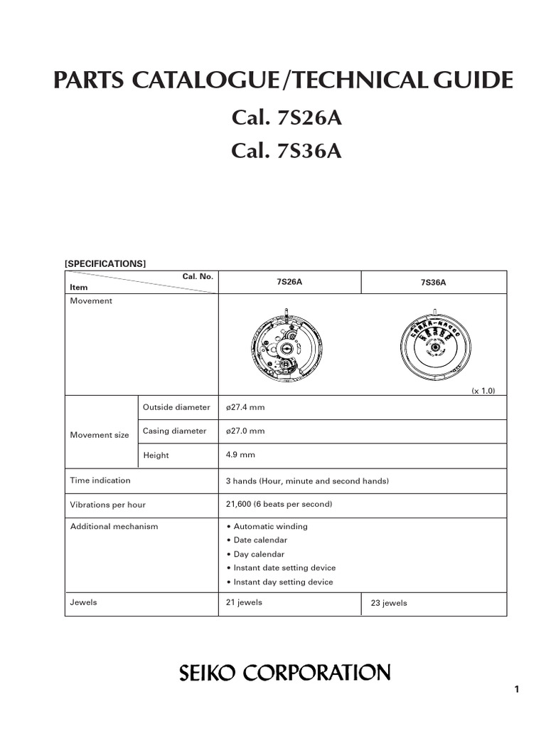 Seiko 7s26a&7s36a | PDF | Clock | Watch