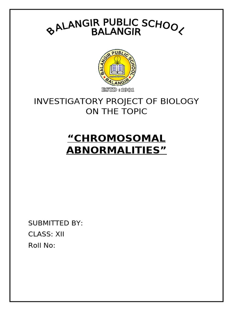 Biology Project - Chromosomal Abnormalities | PDF | Diseases And ...