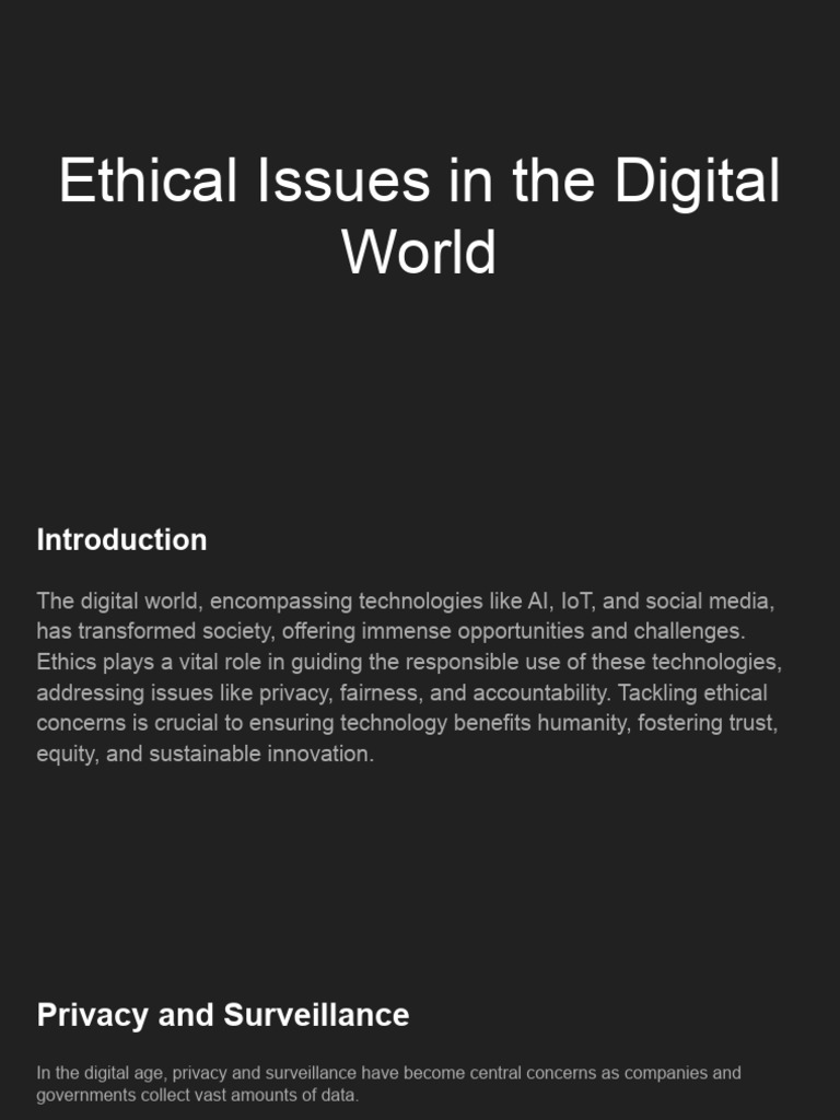 Ethical Issues in The Digital World - 241223 - 235924 | PDF | Computer ...