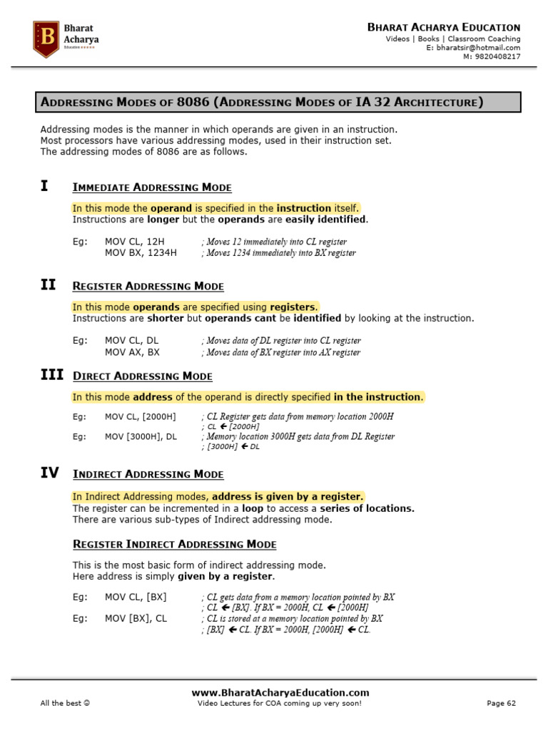 Coa Cu Addressing Modes Pdf Office Equipment Computer Engineering