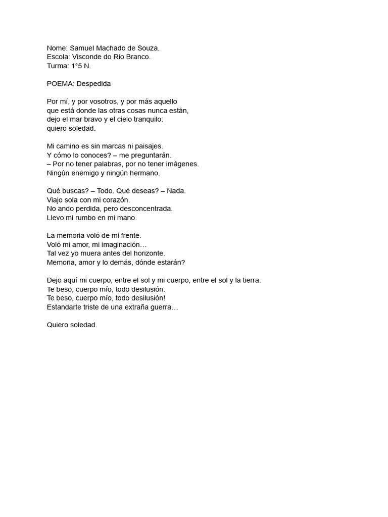 POEMA: Despedida. | PDF