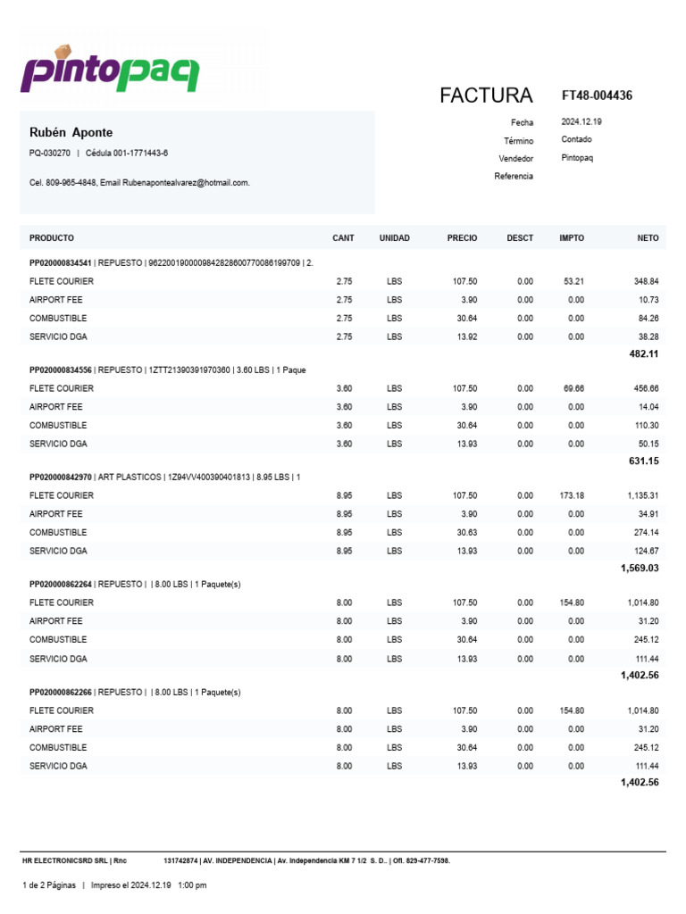 Ruben .. Factura FT48-004436 | PDF