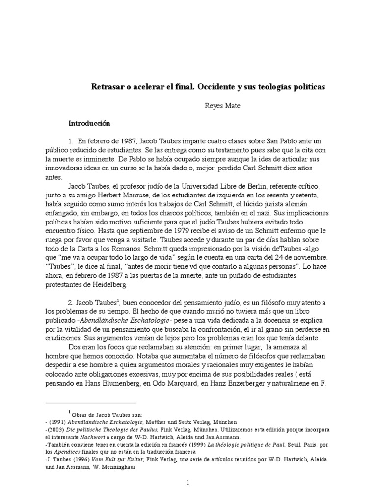 Jacob Taubes: Teología Política y Pablo | PDF | Filosofía | Historia