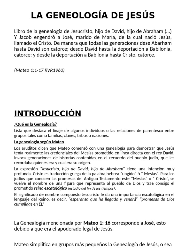 Árbol Genealógico de Jesús para Niños | PDF | Mesías | Jesús