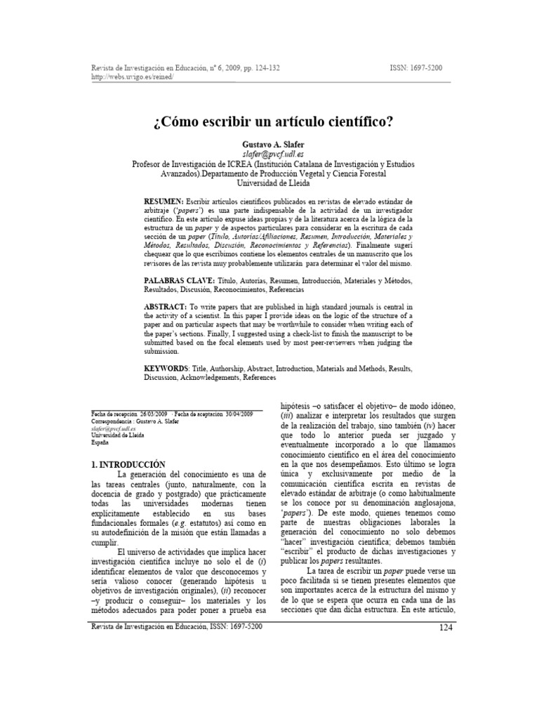 Como_escribir_un_articulo_cientifico | PDF | Publicación Académica ...