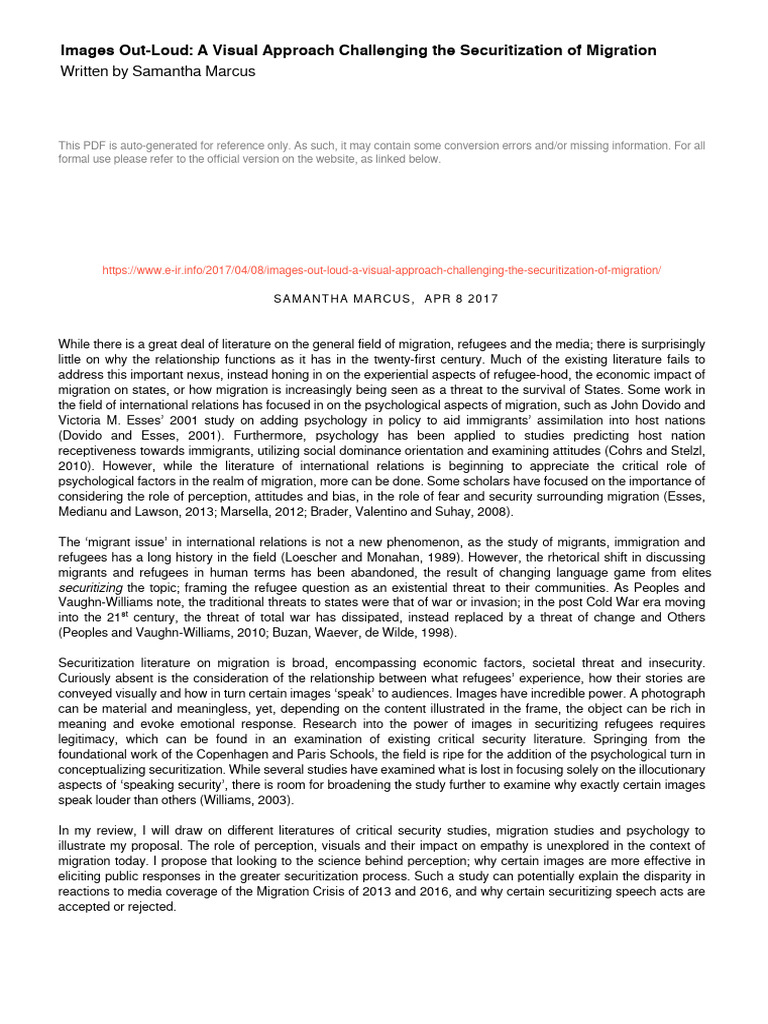 Images Out Loud A Visual Approach Challenging The Securitization of ...
