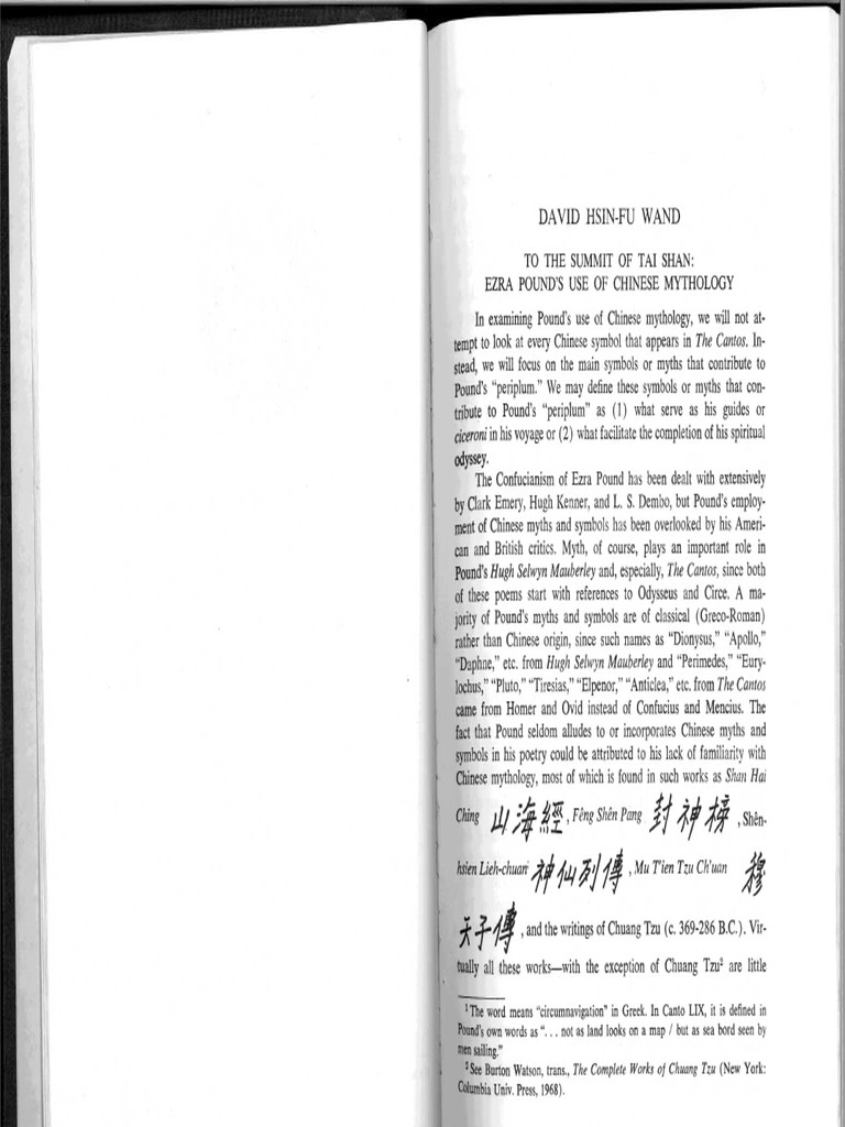 Wand - Pound's Use of Chinese Mythology | PDF