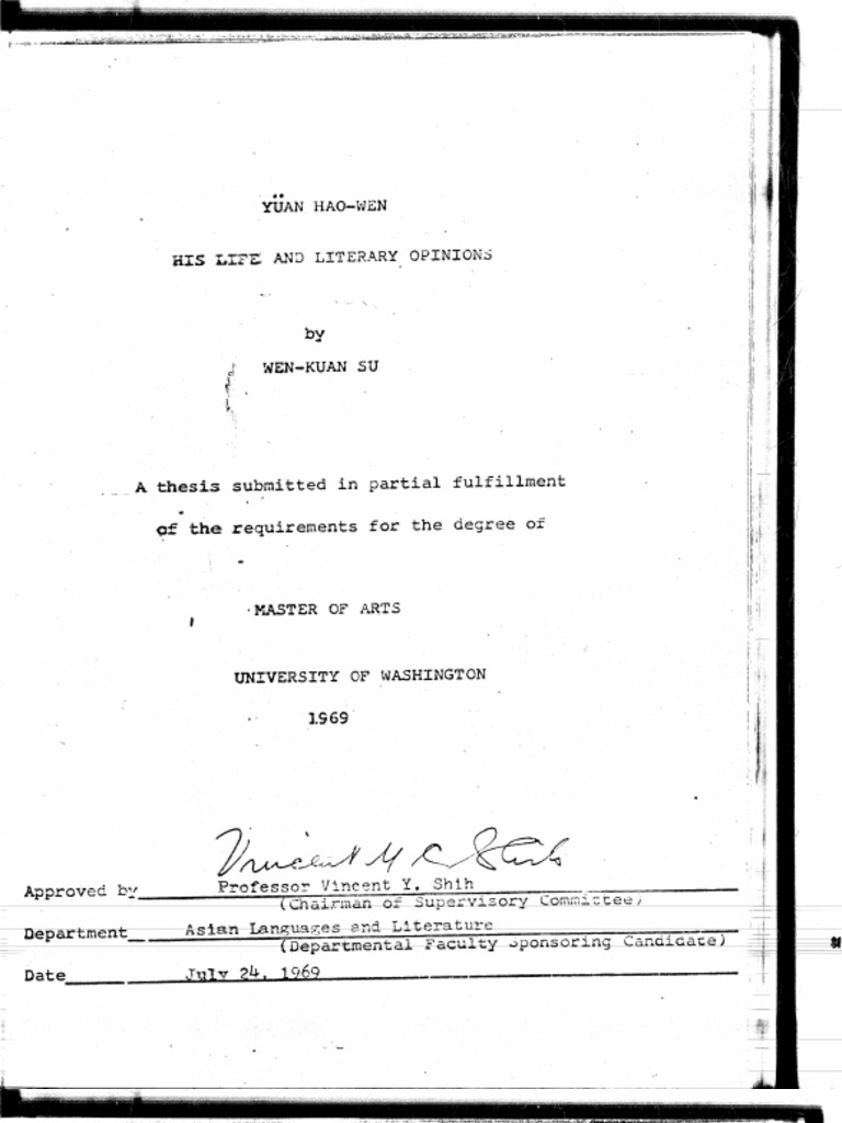 Su Wen Kuan - Yuan Haowen His Life and Literary Opinions | PDF