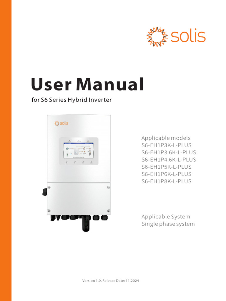 Solis Manual S6-EH1P (3-8) K-L-PLUS EUR V1,0 (20241104) | PDF | Solar ...