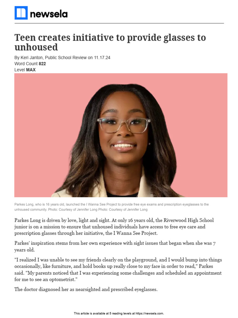 Teen Gives Glasses To Help | PDF | Glasses
