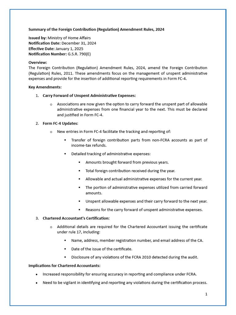 FCRA Amendment Rules 2024 Summary | PDF | Government