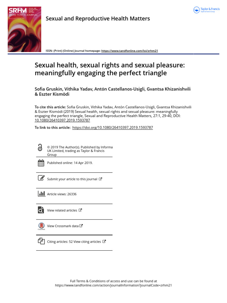 Sexual Health Sexual Rights and Sexual Pleasure Meaningfully Engaging ...