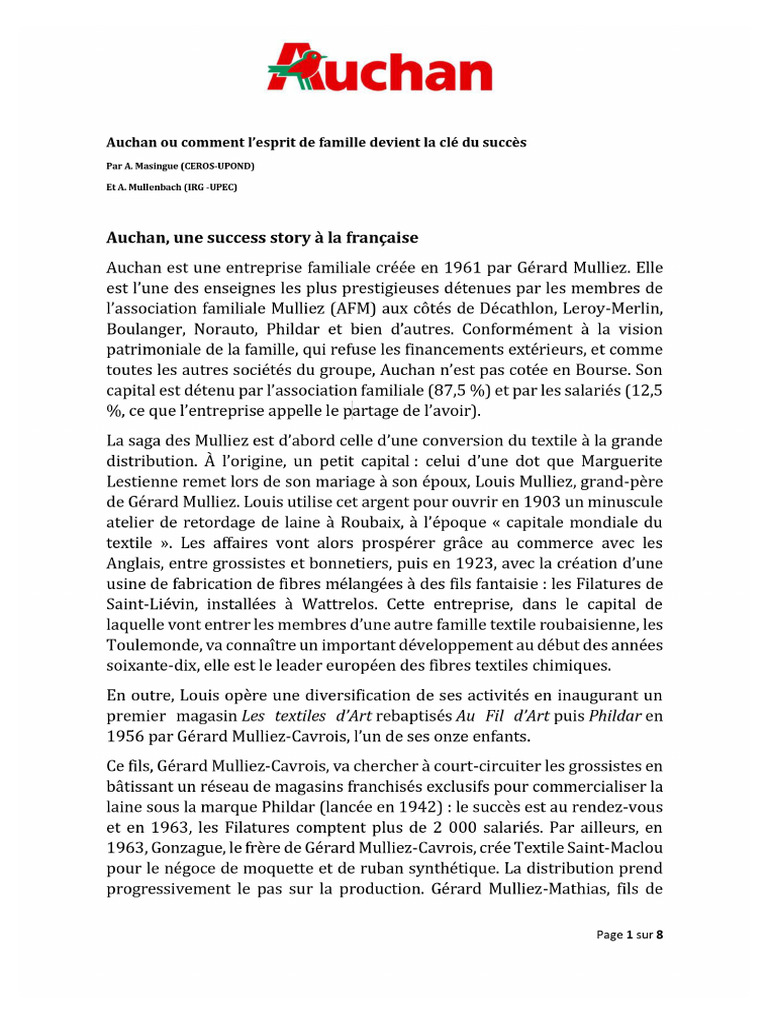 Cas Pratique Auchan | PDF