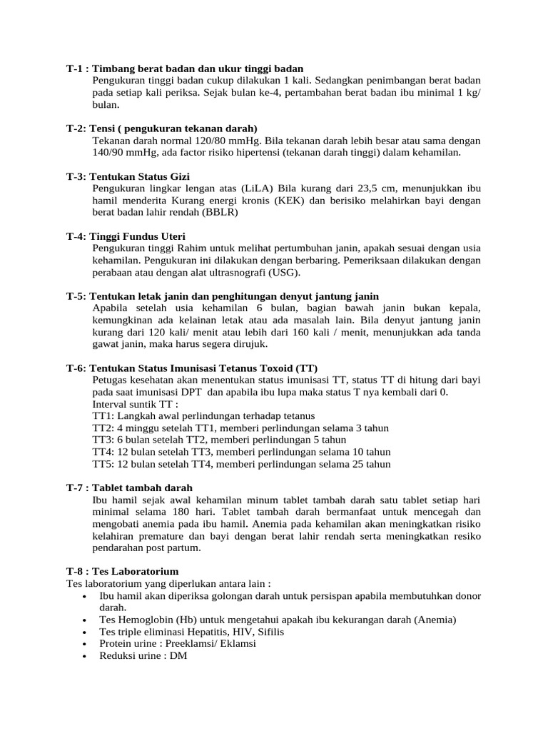 Panduan Pemeriksaan Kehamilan 10-T | PDF