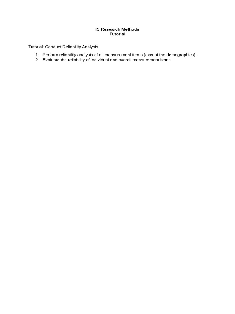Is Research Methods - Reliability Analysis | PDF