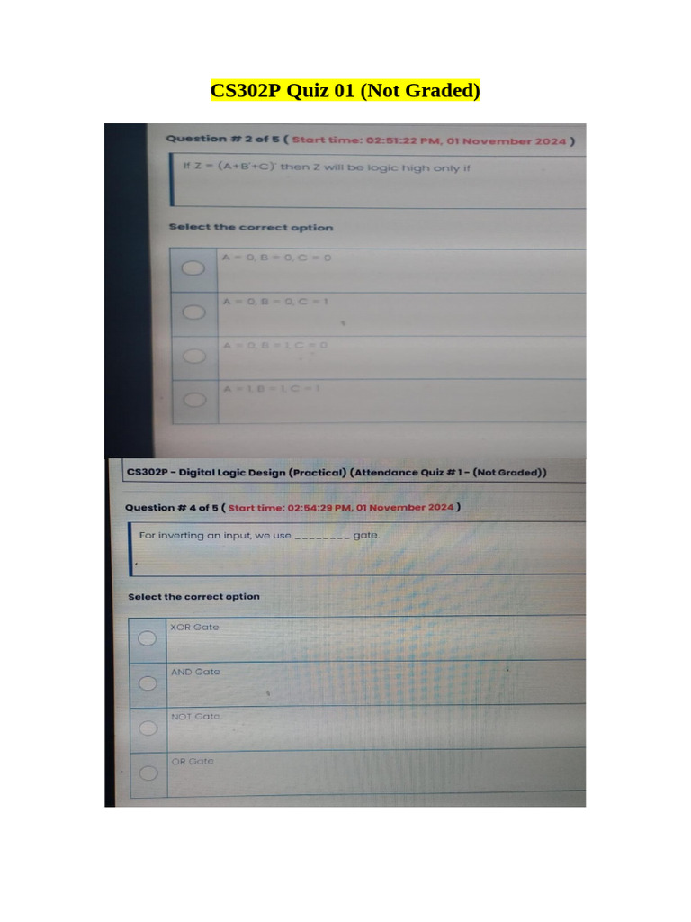 CS302P Quizess file | PDF