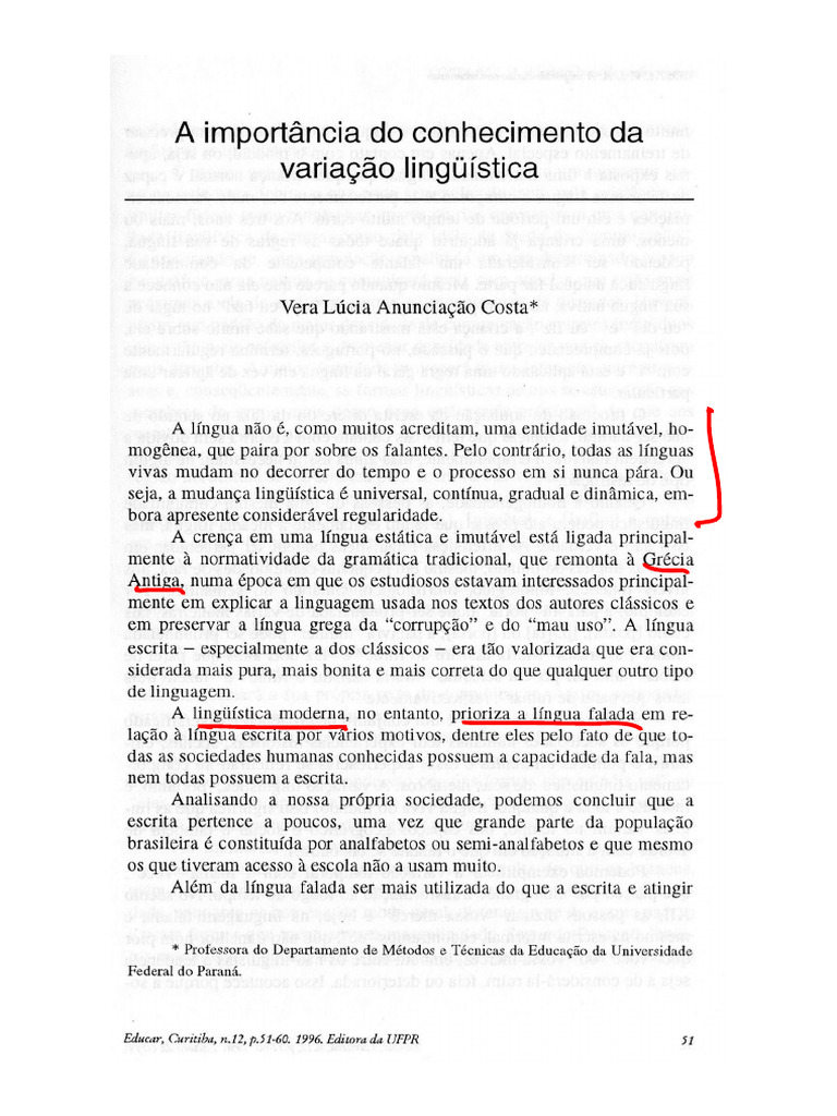 A Importancia Do Conhecimento Da Variacao Linguistica | PDF