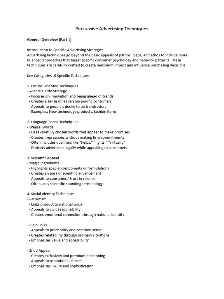 Persuasive Advertising Techniques Explained | PDF | Advertising ...