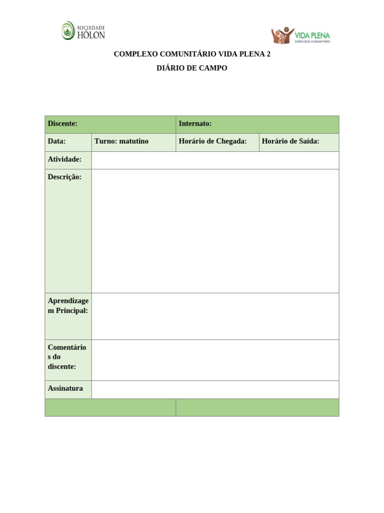 Diario de Campo HOLON 3 | PDF