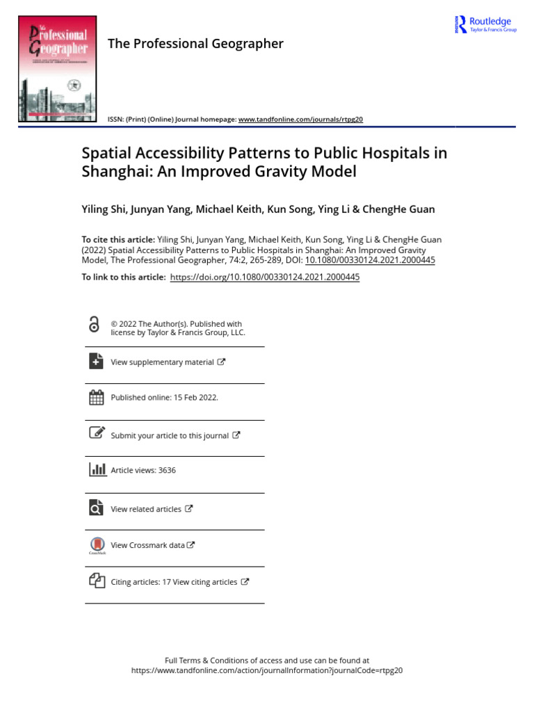 Spatial Accessibility Patterns to Public Hospitals in Shanghai an ...