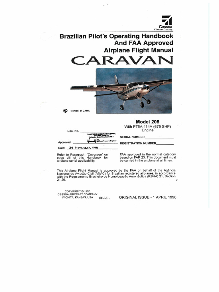 Introduction - Brazilian Pilot's Operating Handbook and AFM - C208 Amphibian - 20800379 | PDF
