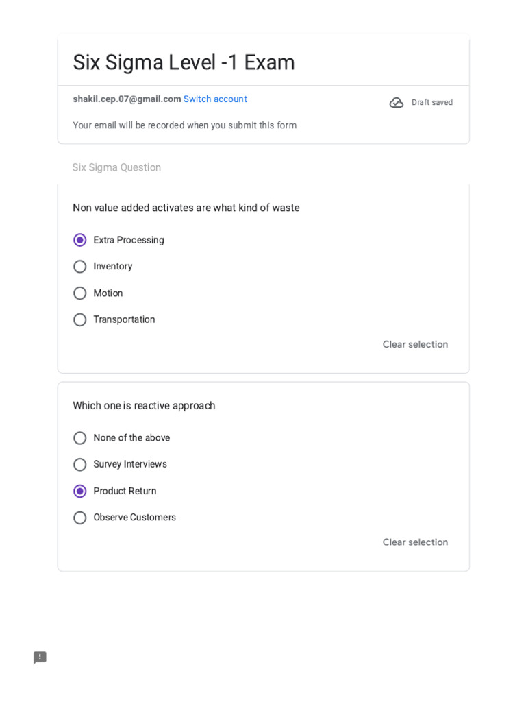 Six Sigma Level -1 Exam 31 12 24 | PDF | Six Sigma | Business Process