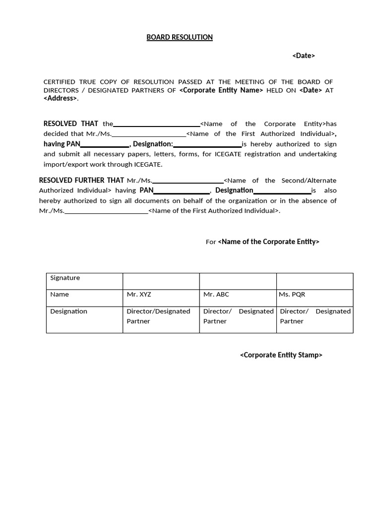 ICEGATE Registration Authorization Format | PDF