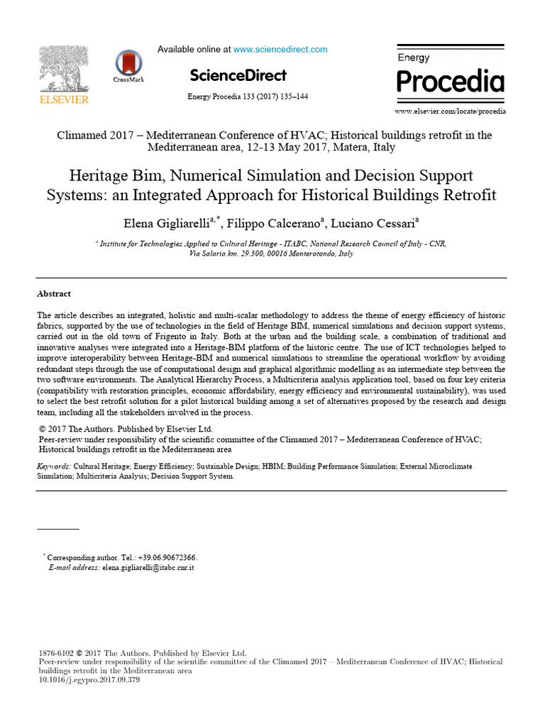 Heritage Bim Numerical Simulation and Decision Support Systems - 2017 ...