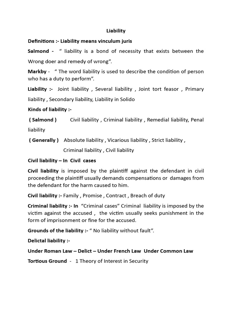 Liability | PDF | Legal Liability | Tort