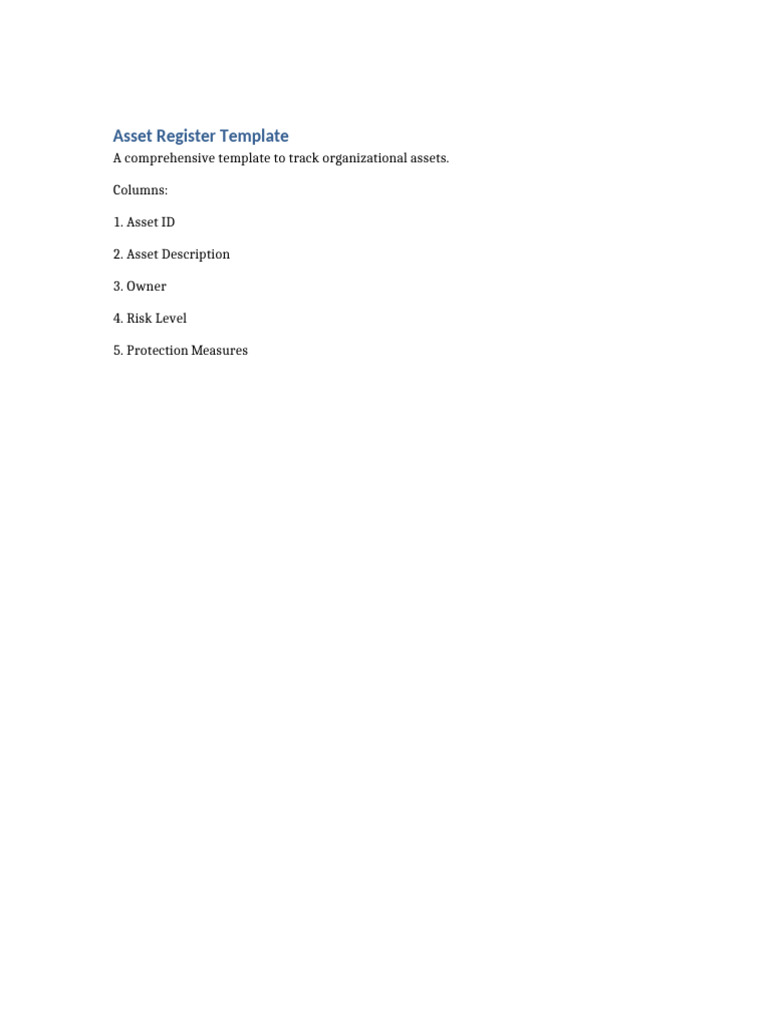Asset Register Template | PDF