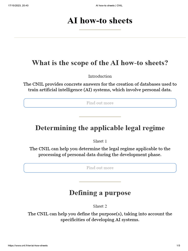 AI How To Sheets CNIL Marengo 1697632356 | PDF | Artificial Intelligence | Intelligence (AI ...