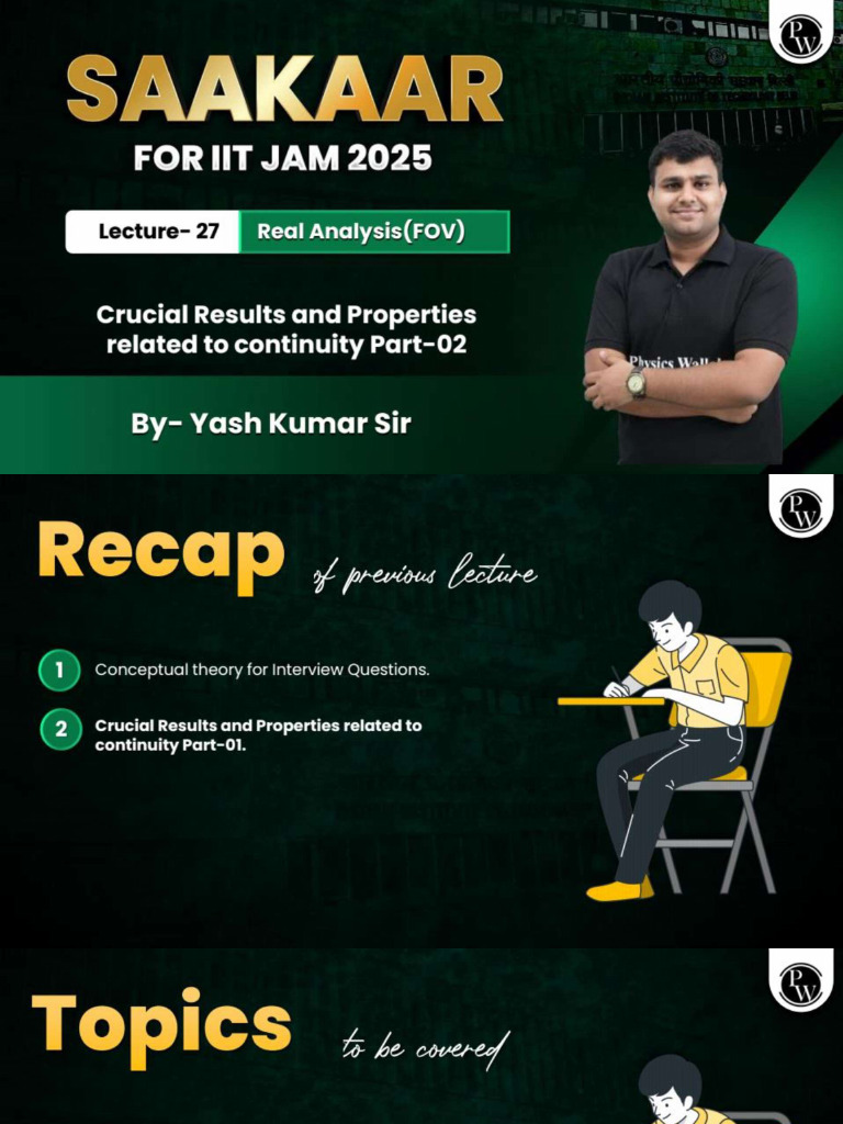 Functions of One Variable 27 Class Notes | PDF