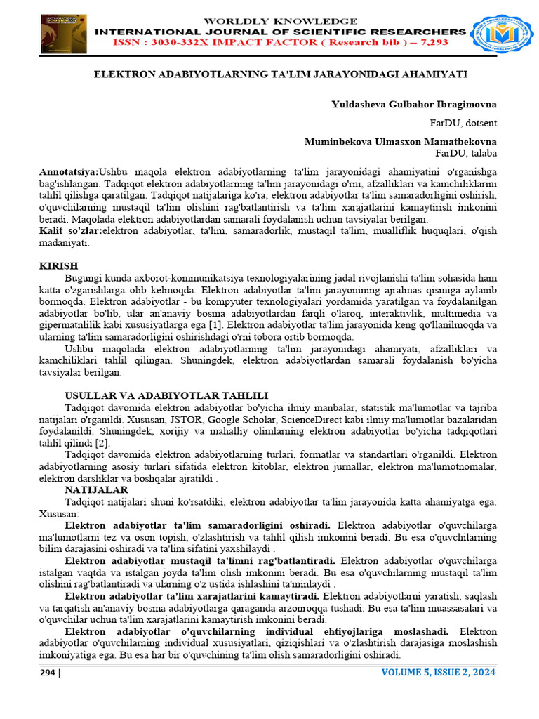 Volume 5, Issue 2, 2024 | PDF