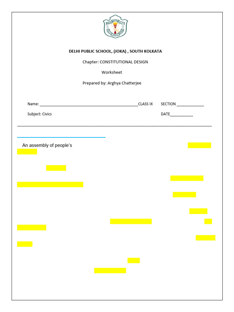 class IX_civics_constitutional design_answerkey | PDF | Constitution ...