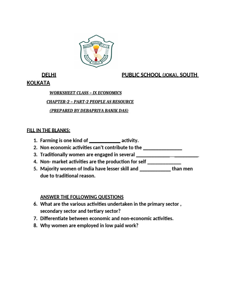 People As Resource Worksheet 2 | PDF