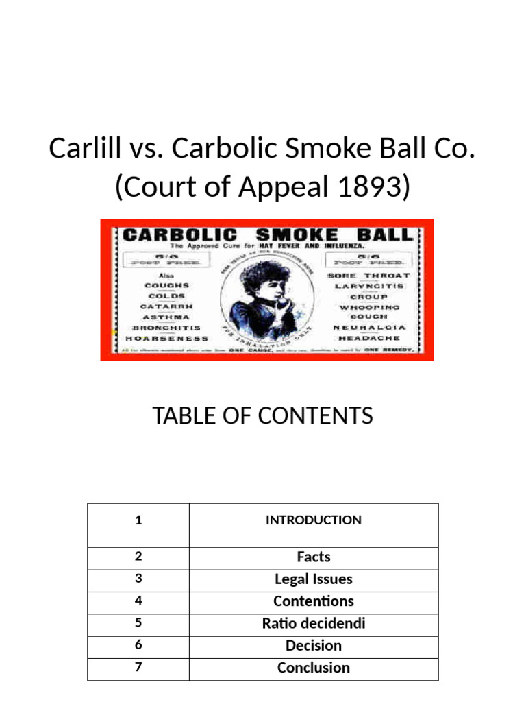 Carlill Vs Carbolic Presentation NEW | PDF | Justice | Crime & Violence