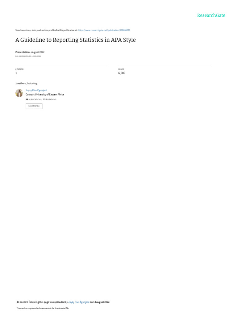 APA Style Statistics Reporting Guide | PDF | Student's T Test | Statistics